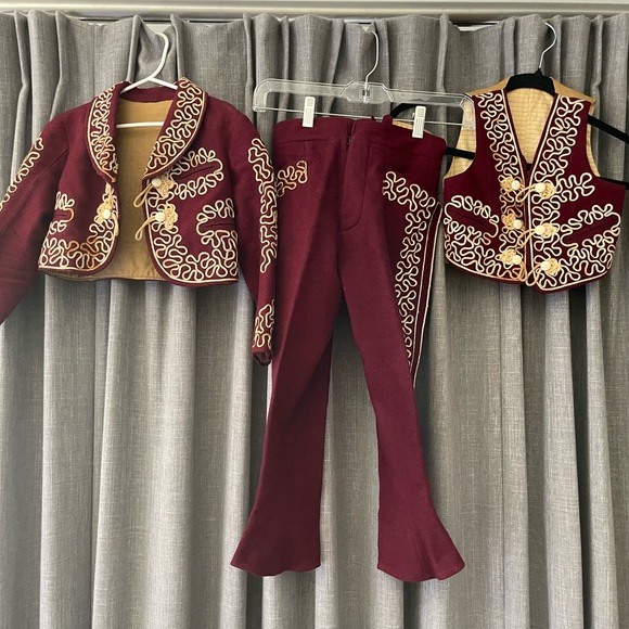 Costumes | Traditional Maroon Charro Suit With Embroidery | Poshmark